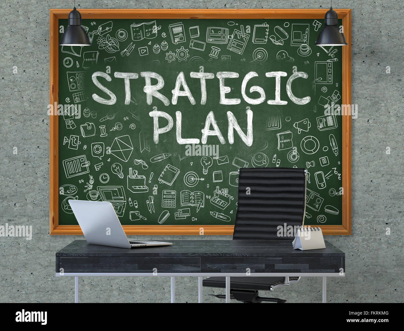 Strategic Plan on Chalkboard in the Office Stock Photo - Alamy