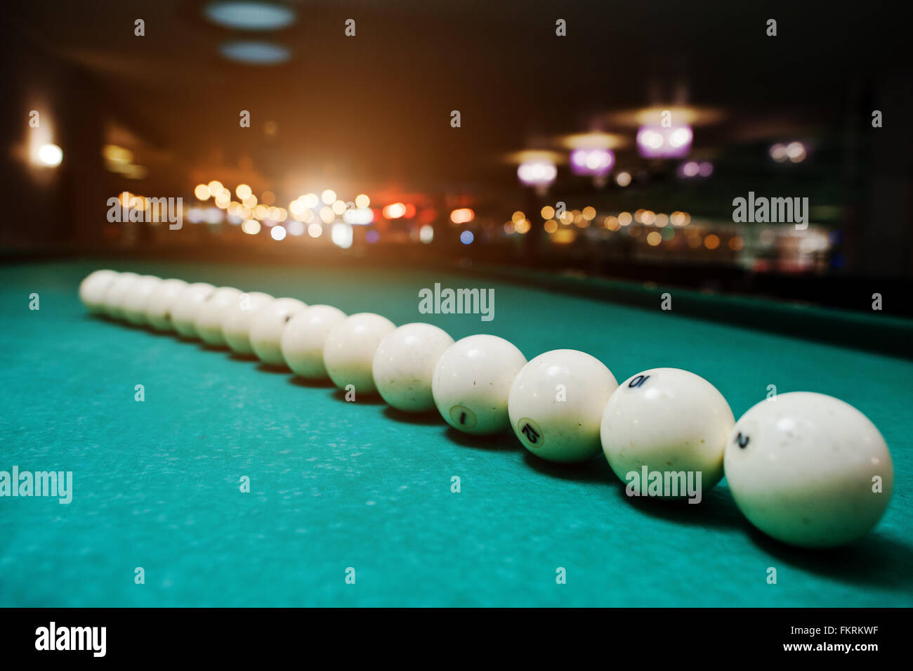 The russian billiards balls on the table in line Stock Photo - Alamy