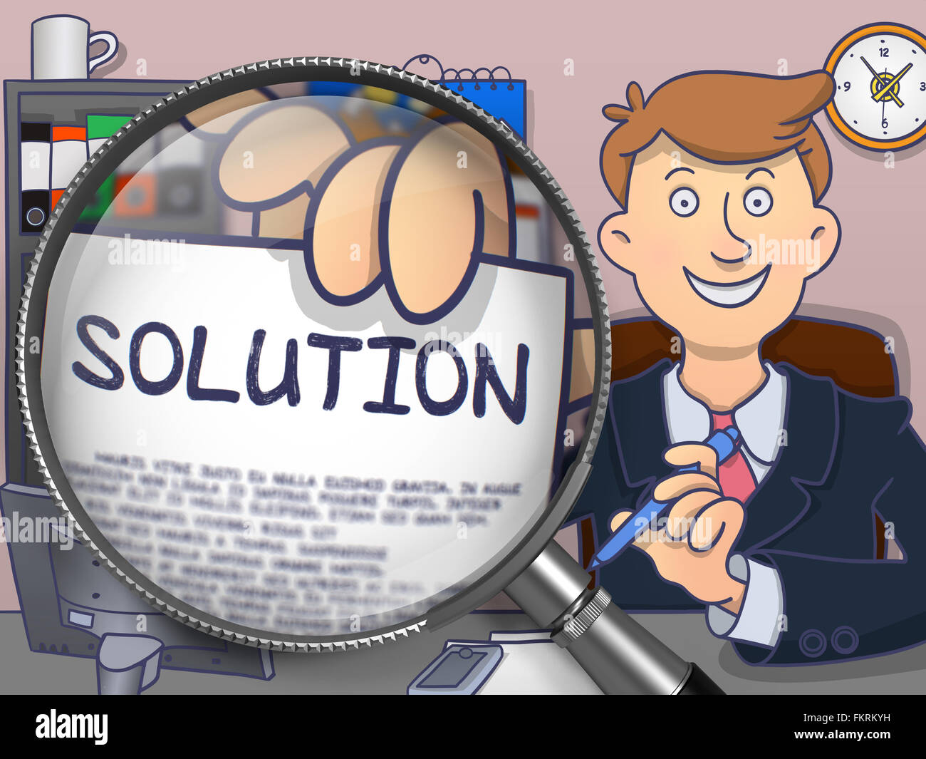 Solution through Lens. Doodle Style Stock Photo - Alamy
