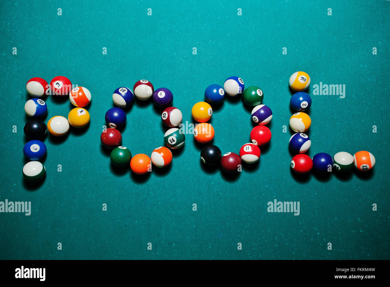 The word pool from billiard balls Stock Photo - Alamy