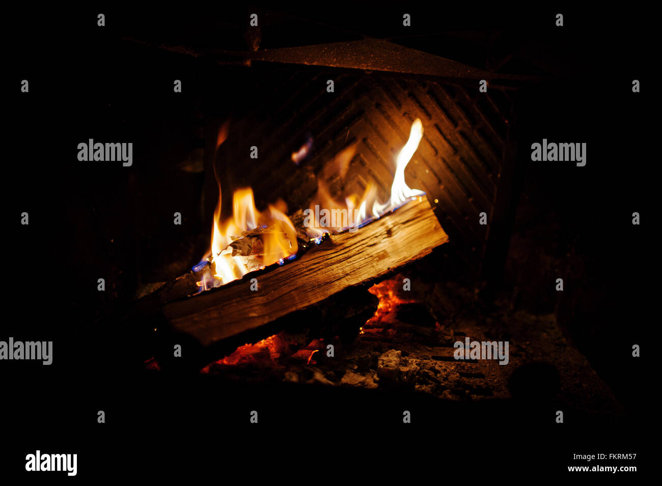 Background warm fire in the fireplace home Stock Photo - Alamy