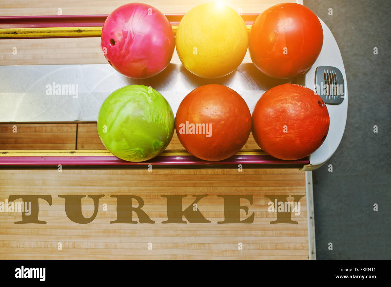 The word turkey background bowling balls Stock Photo - Alamy