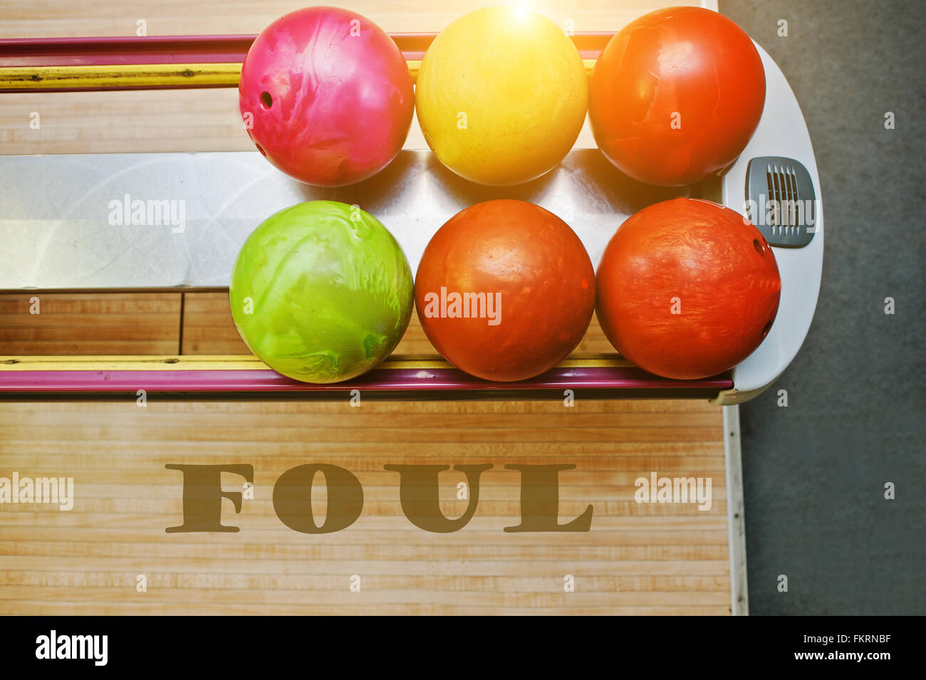 The word foul background bowling balls Stock Photo - Alamy