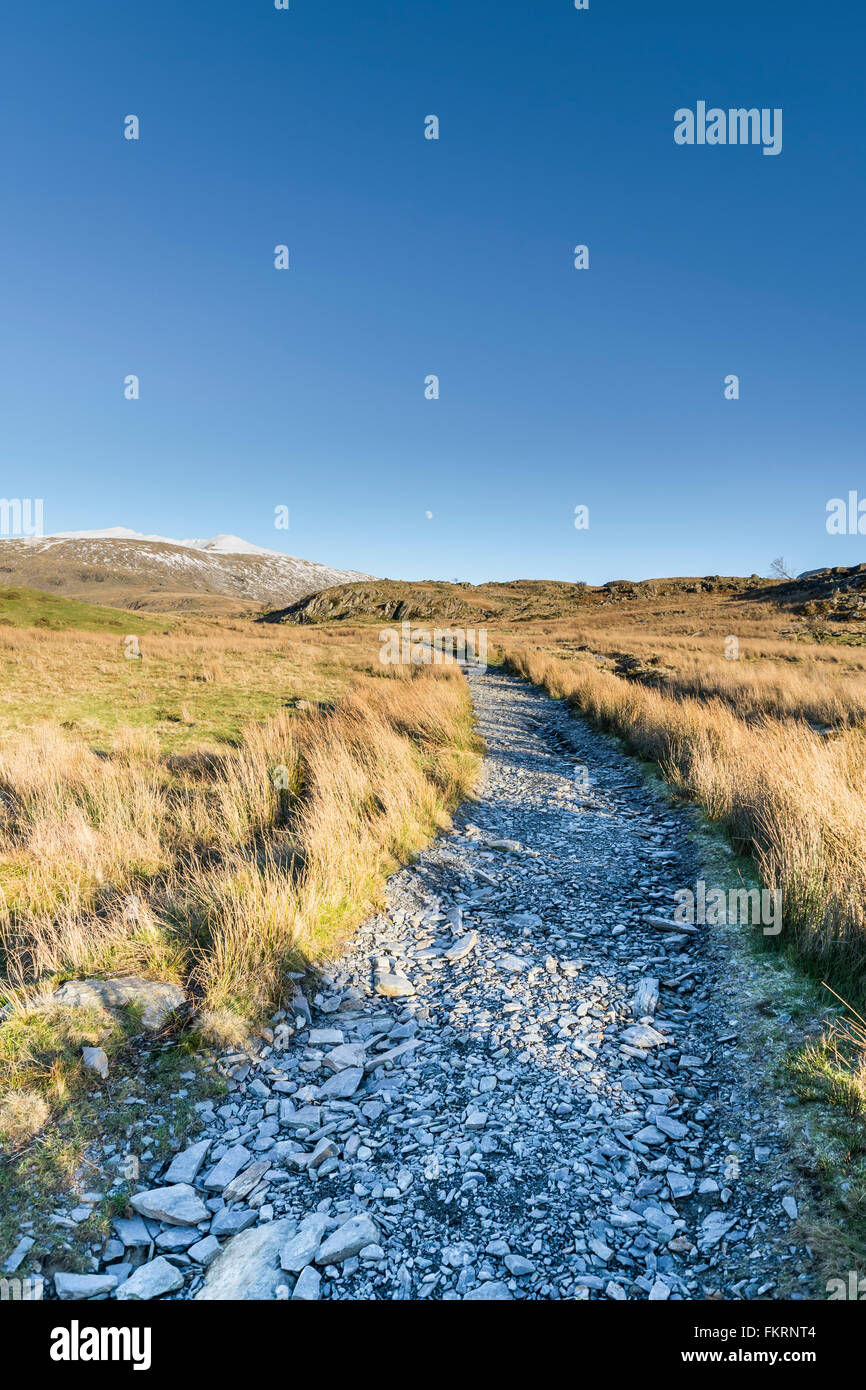 Rhyd-Ddu footpath Snowdonia National Park North Wales looking towards ...