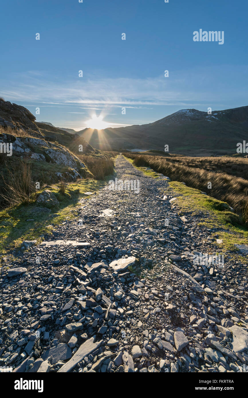 Rhyd-Ddu footpath Snowdonia National Park North Wales looking south ...