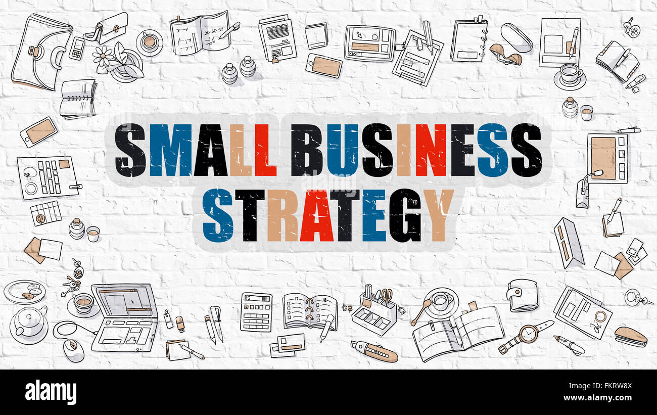 Small Business Strategy on White Brick Wall Stock Photo - Alamy