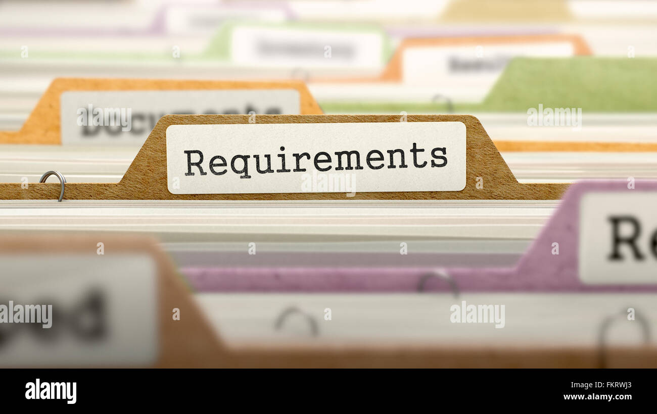 Requirements on Business Folder in Catalog Stock Photo - Alamy