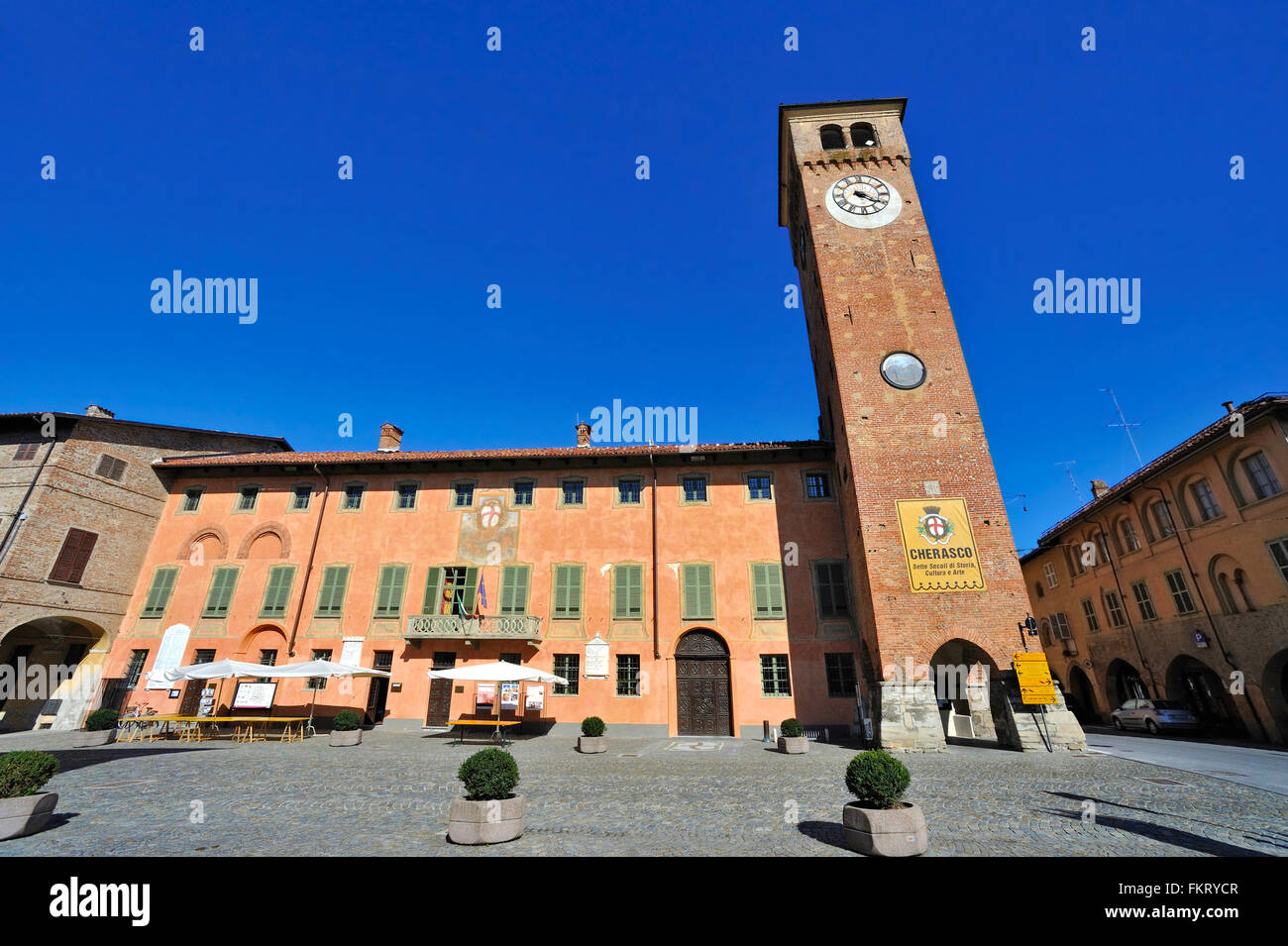 Piedmont Cherasco TOWN HALL - CIVIC TOWER Keep Gothic arches and ...