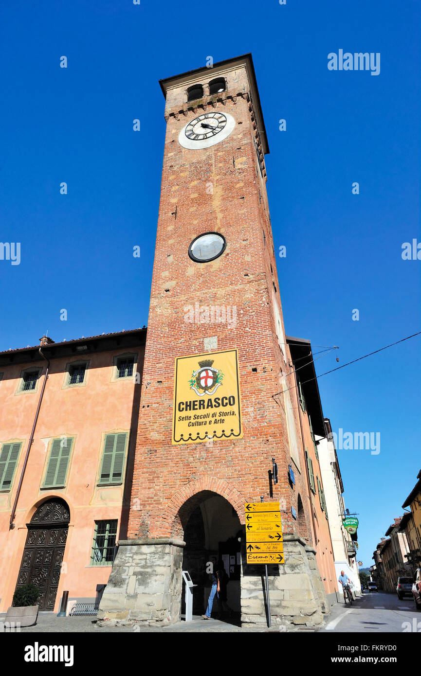 Piedmont Cherasco TOWN HALL and CIVIC TOWER Keep Gothic arches and ...