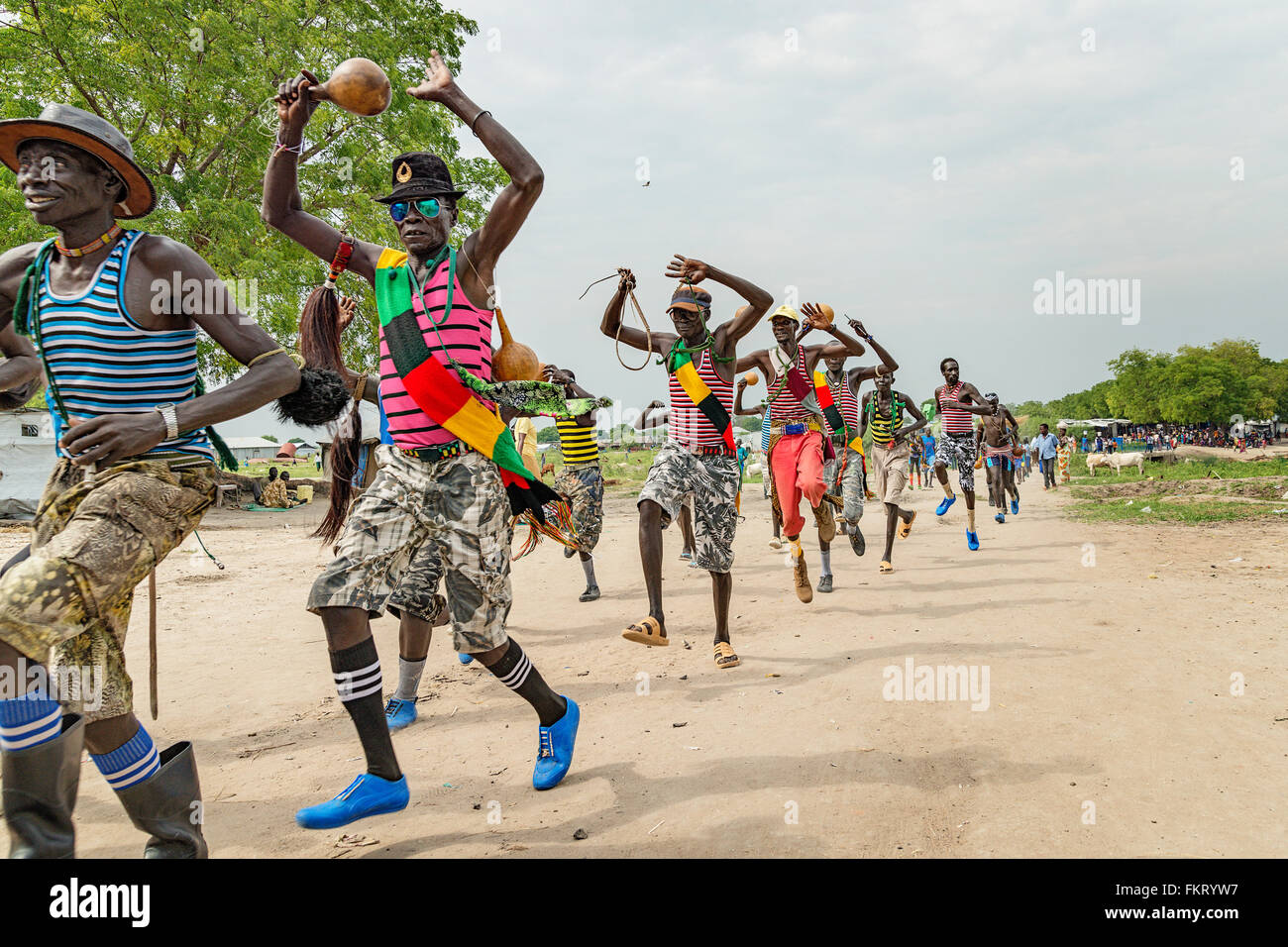 Murle men having a party in Pibor, South Sudan Stock Photo - Alamy