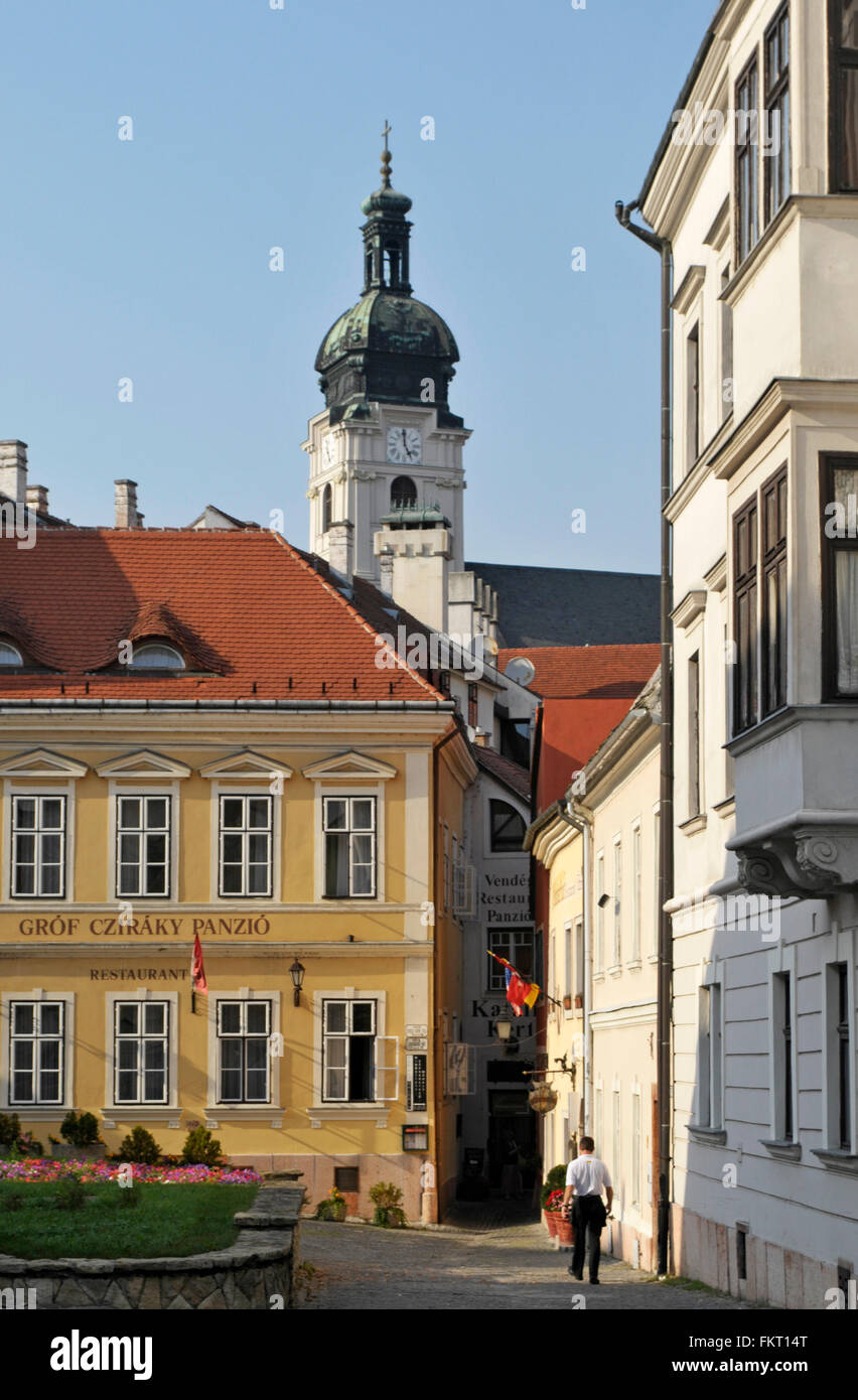 restaurant and street in the centre of Gyor, Hungary Stock Photo - Alamy