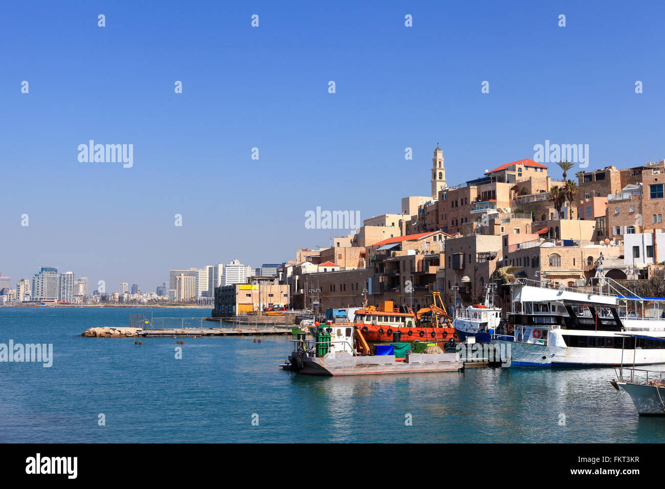 Old port of Jaffa with Tel Aviv's skyline in the background Stock Photo ...