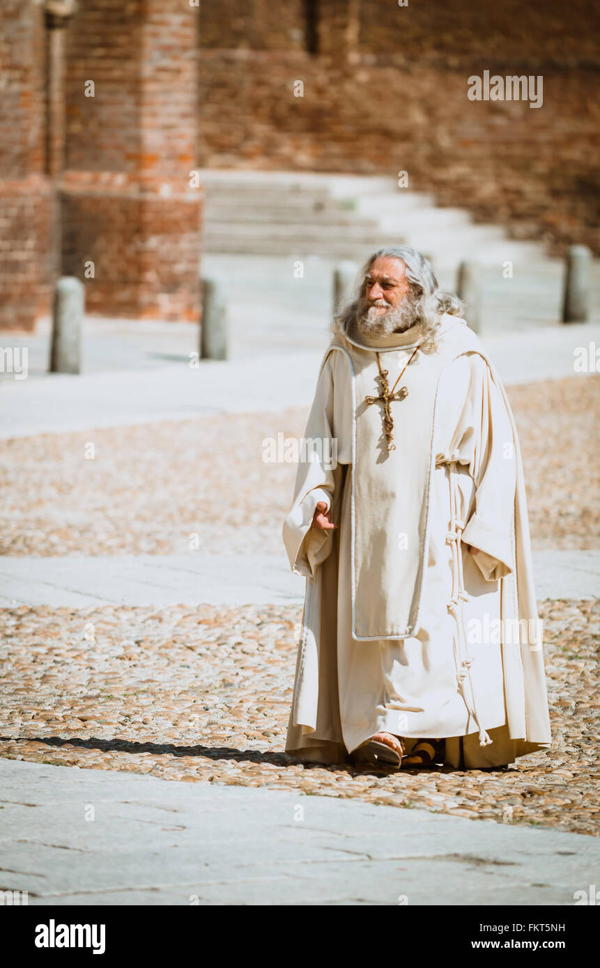 Asti, Italy - September 16, 2012: Medieval Franciscan friar, during the historic parade of the ...