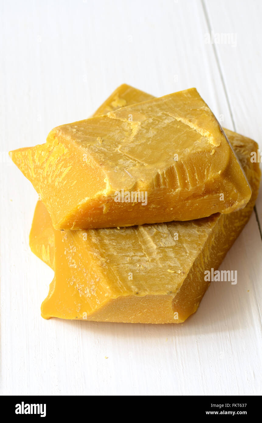 Beeswax, natural wax produced by honey bees Stock Photo - Alamy