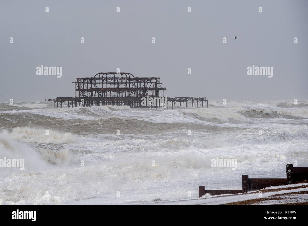 Storm Imogen lashes Brighton Beach with gale force winds. The Met ...