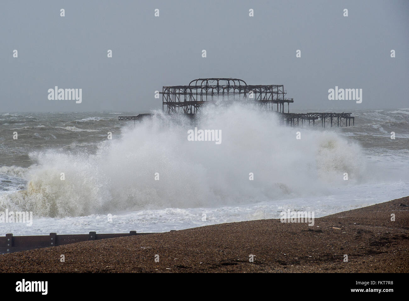 Storm Imogen lashes Brighton Beach with gale force winds. The Met ...