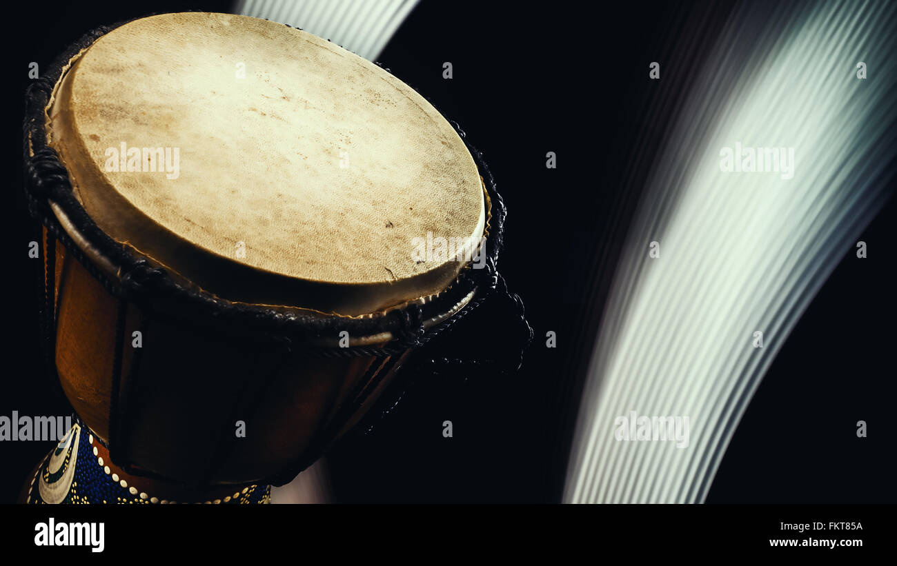 Musical percussion instrument details, closeup view of a djembe Stock ...