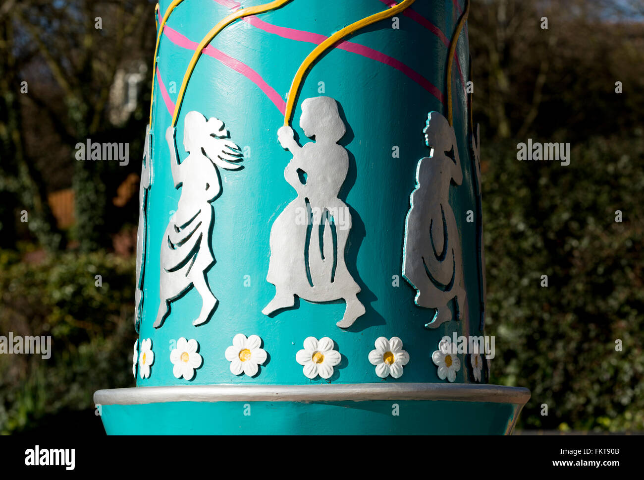 Village maypole detail, Wombourne, Staffordshire, England, UK Stock ...