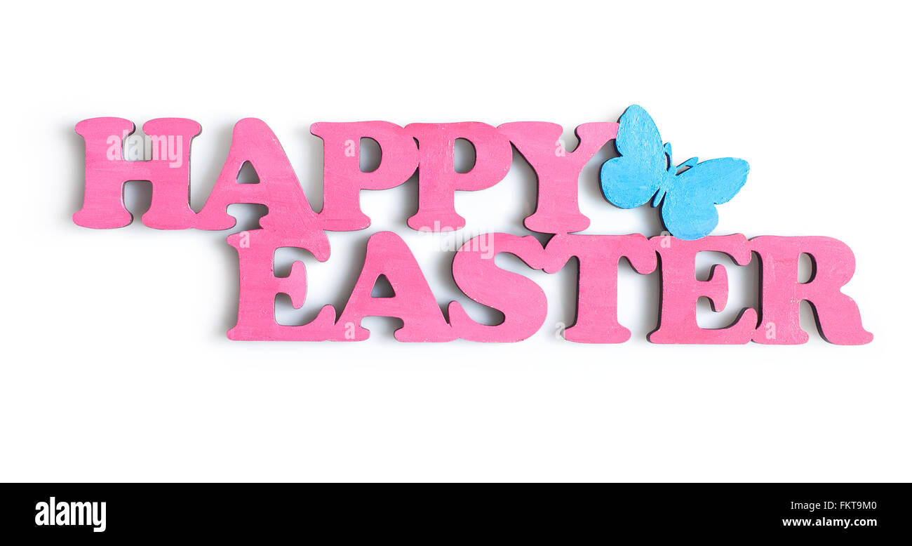 Happy words on pink Cut Out Stock Images & Pictures - Alamy