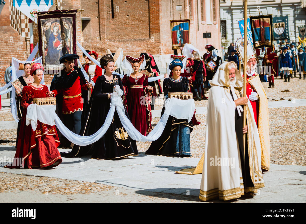 Asti, Italy - September 19, 2010: Medieval Bishop, during the historic ...