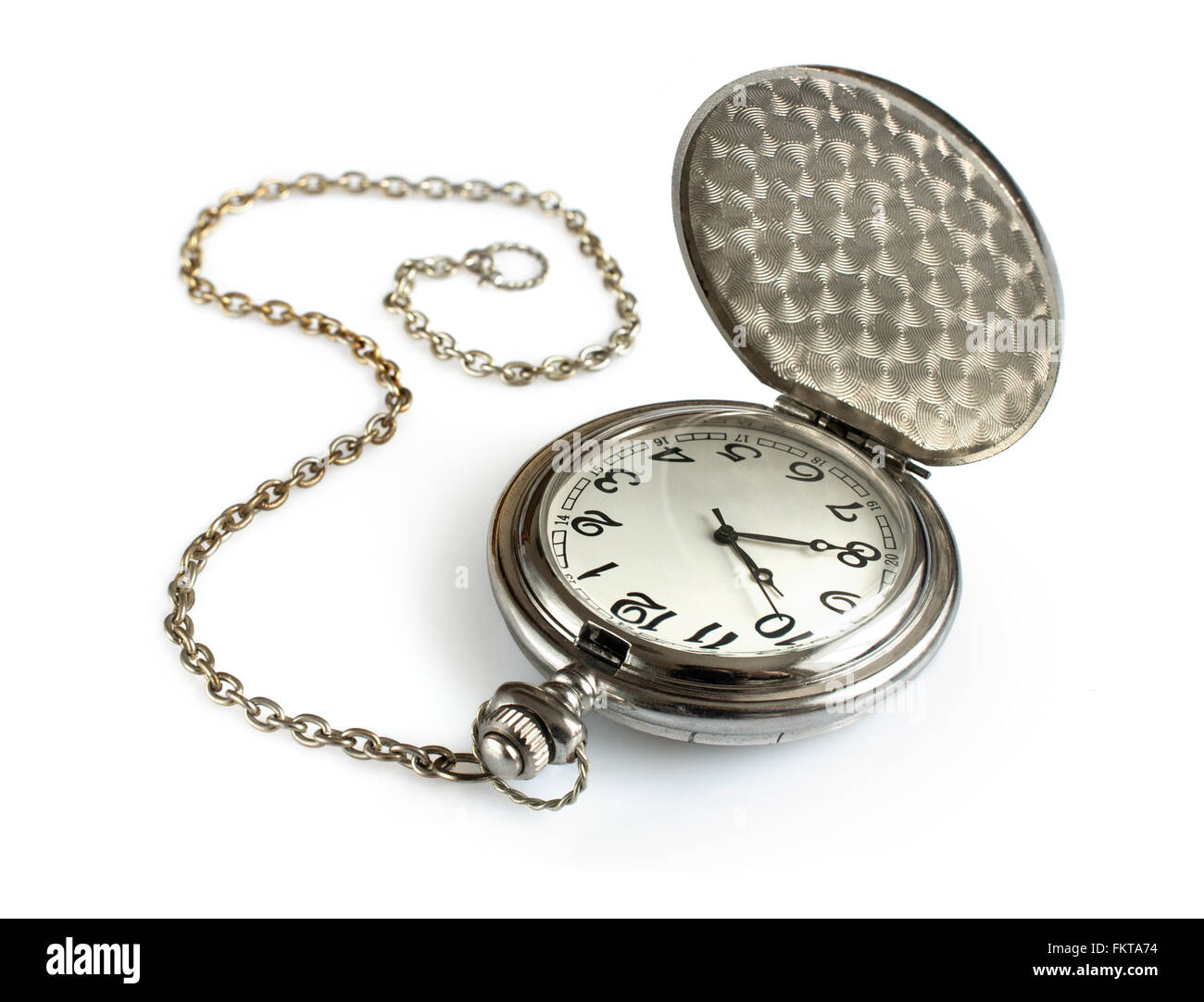 Pocket watch with chain isolated on white Stock Photo - Alamy