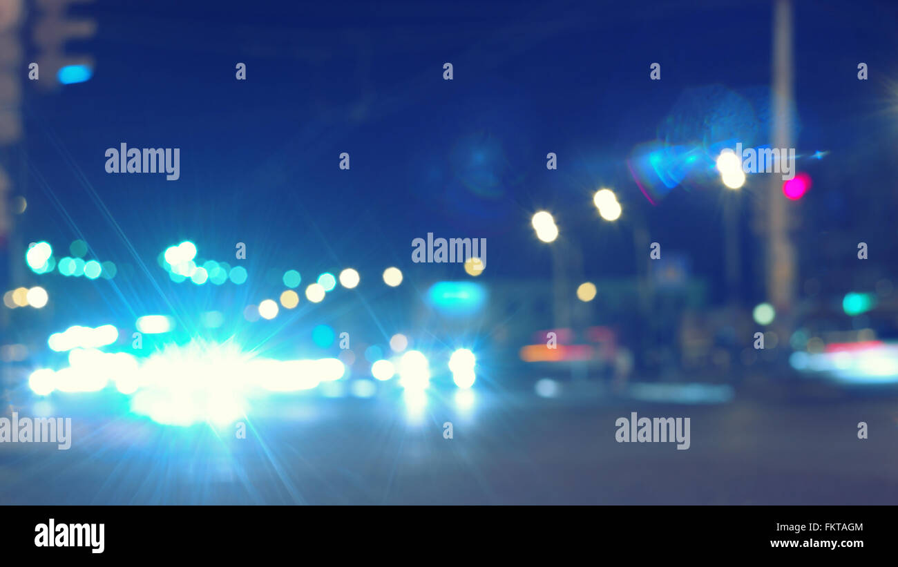 Night lights of the Big City in Blue color toned colorized Stock Photo ...