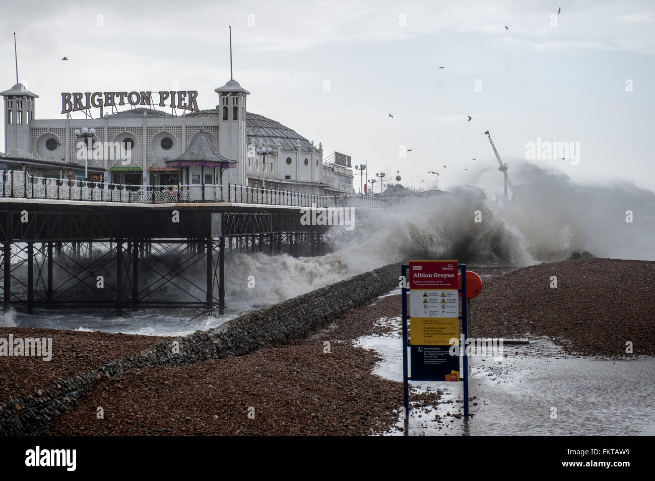 Storm Imogen lashes Brighton Beach with gale force winds. The Met ...