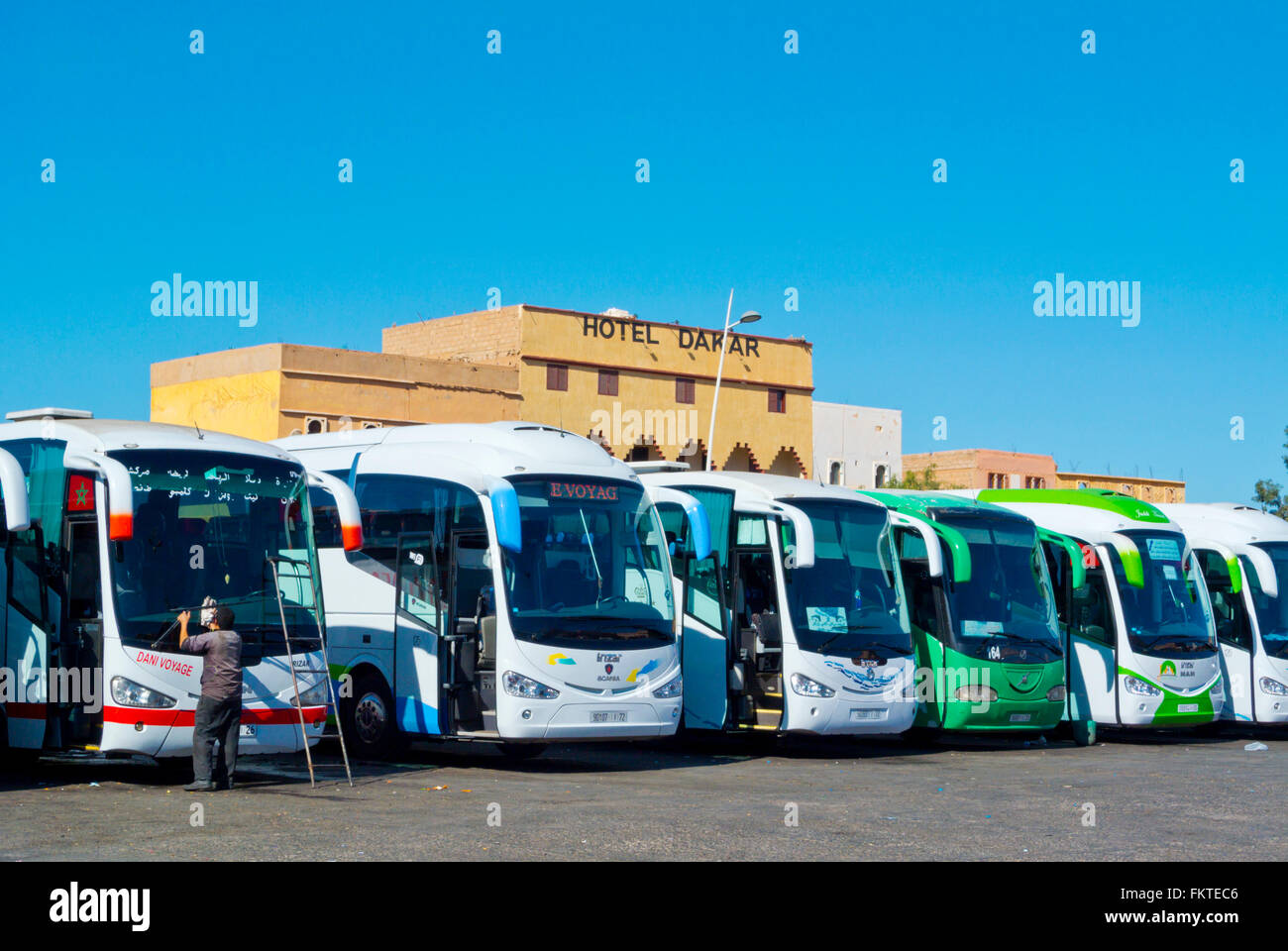 Gare routiere, bus station, Tan Tan, southern Morocco, northern Africa ...