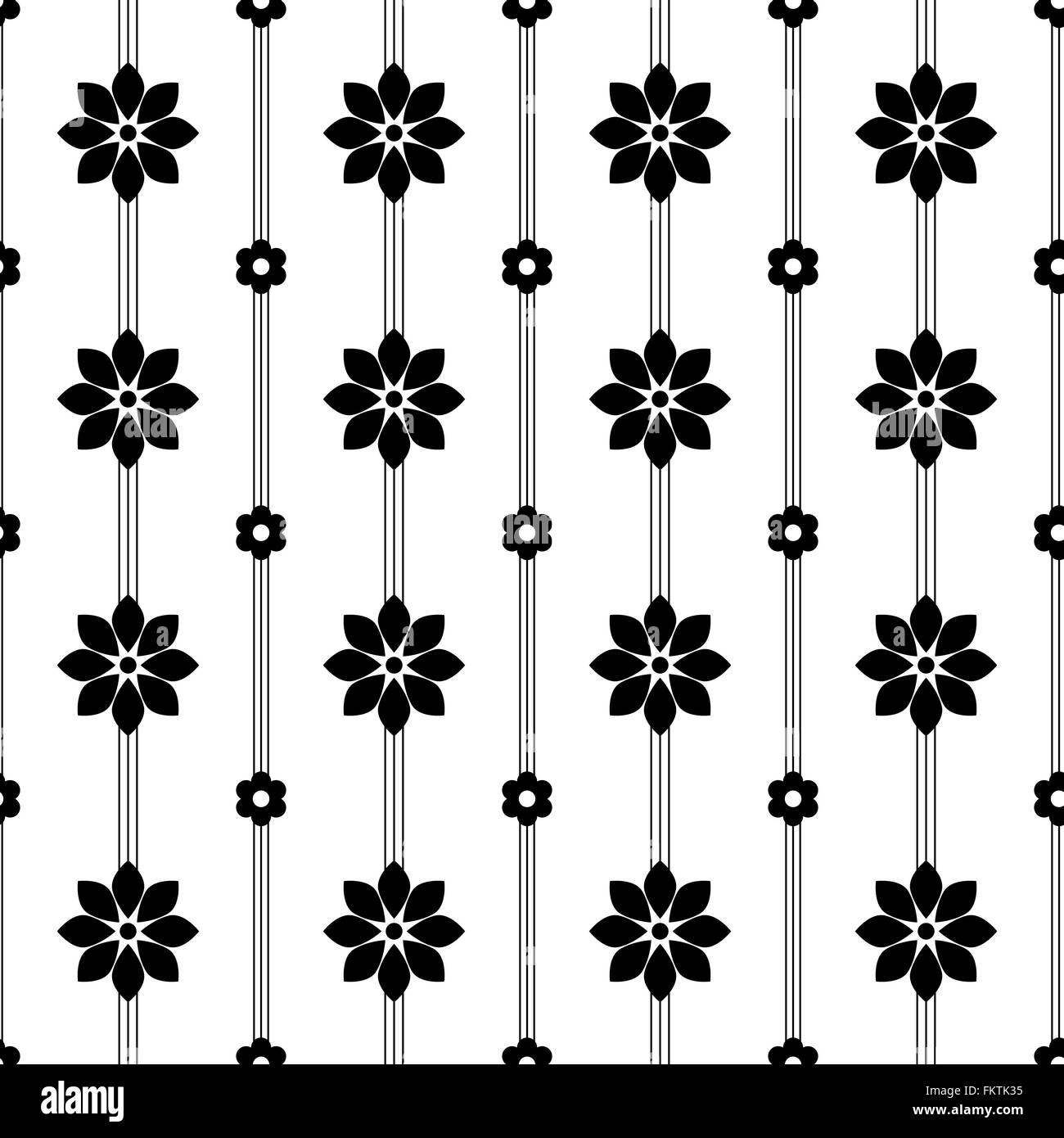 Black and White Vector Flower Pattern Stock Vector Image & Art - Alamy