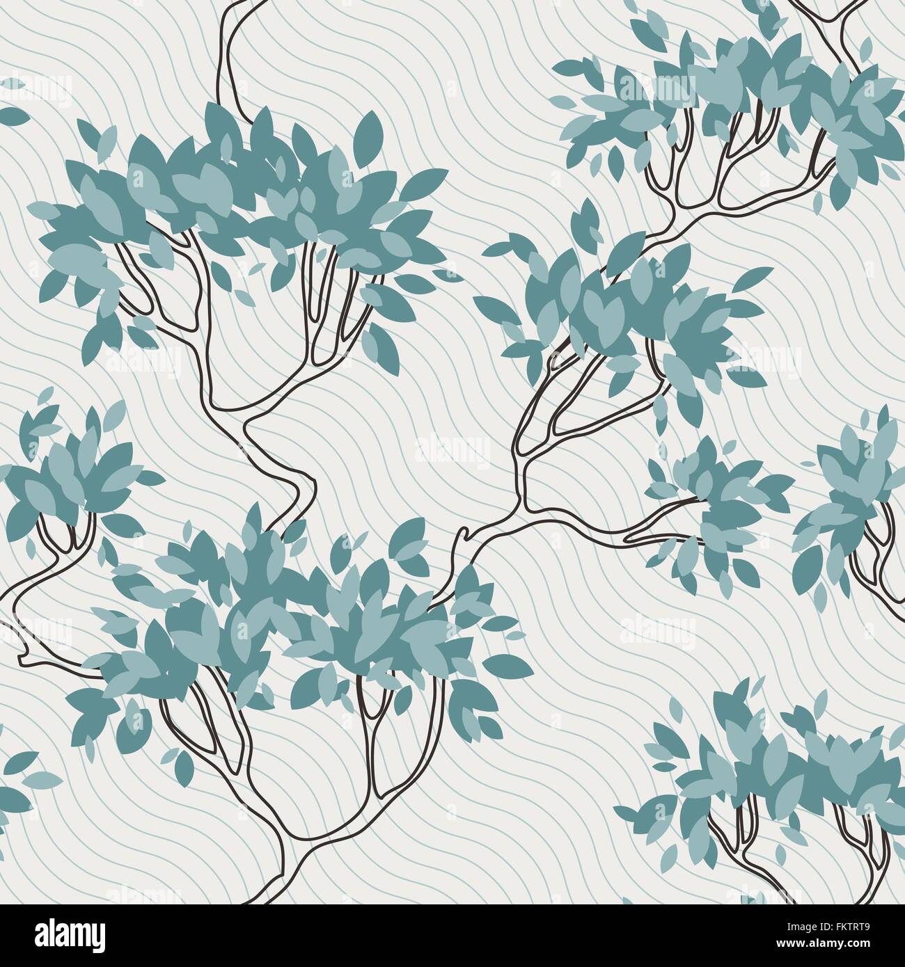Vector seamless pattern of tree branches with leaves Stock Vector Image ...