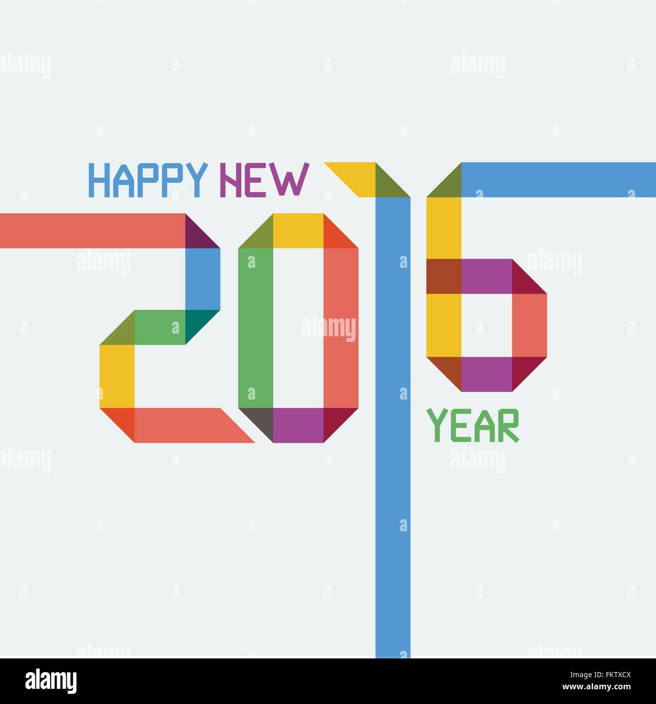 Vector sign with the numbers 2016 of intersecting curved colored ...