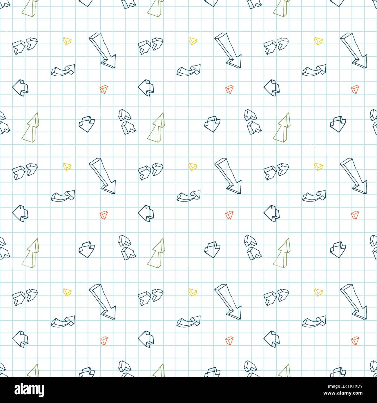 Vector seamless pattern of different arrows on graph paper Stock Vector ...