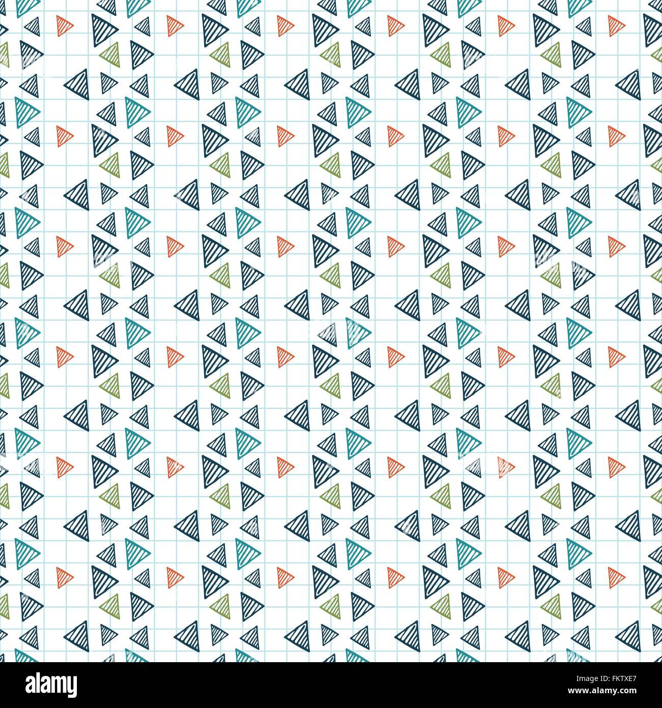Vector seamless pattern of triangles primed on checkered paper Stock ...