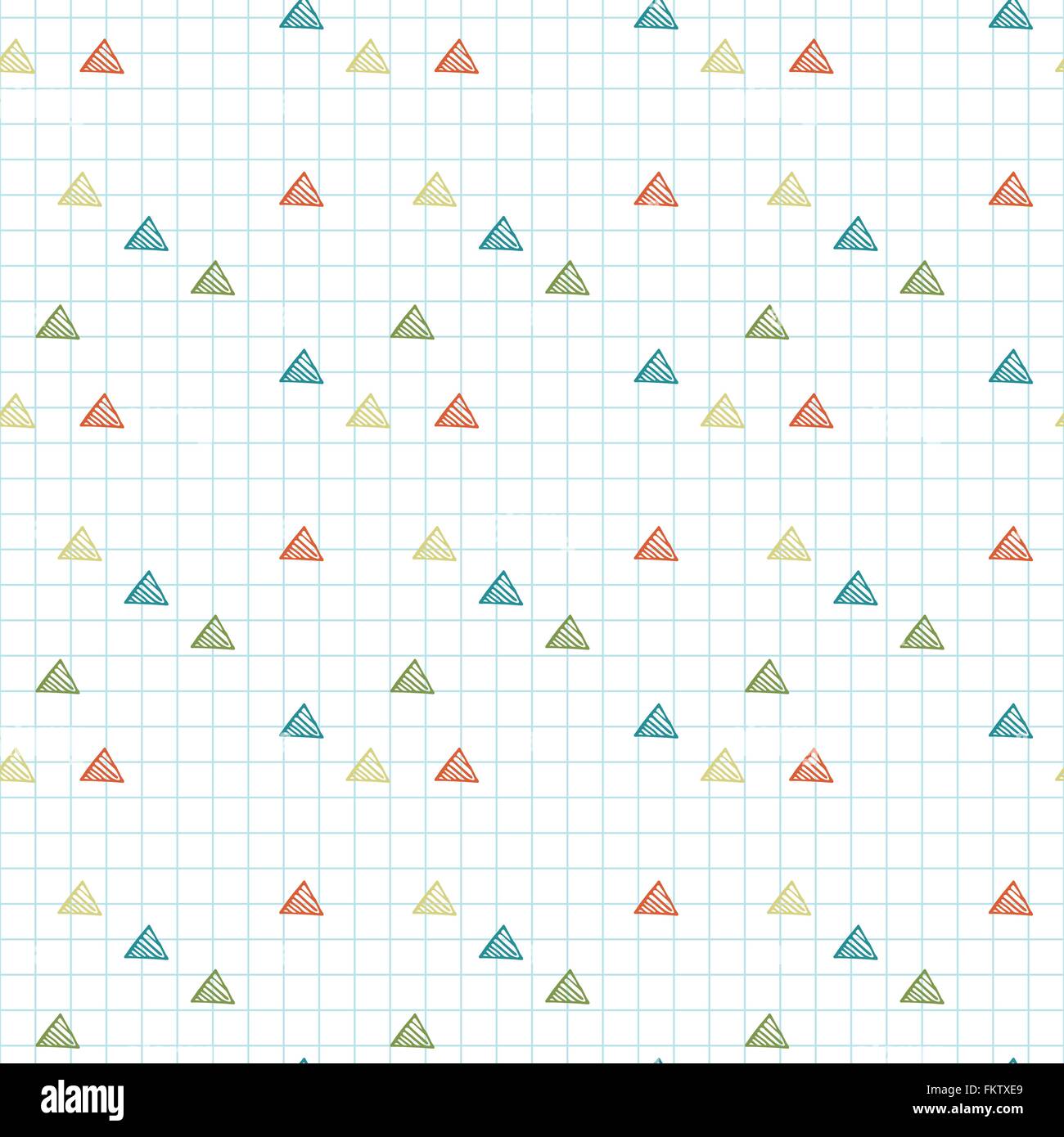 Vector seamless pattern of triangles primed on checkered paper Stock ...