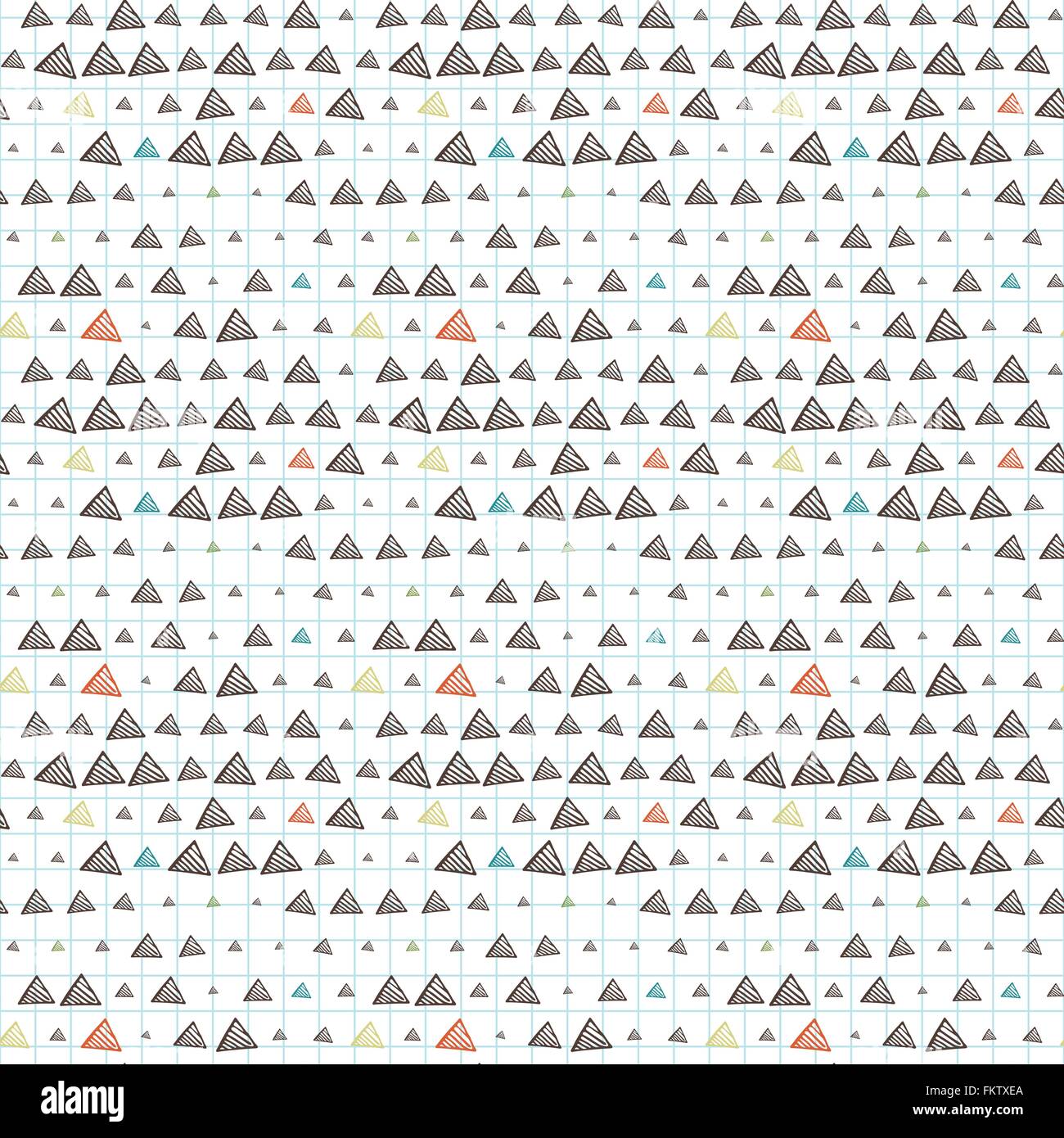 Vector seamless pattern of triangles primed on checkered paper Stock ...