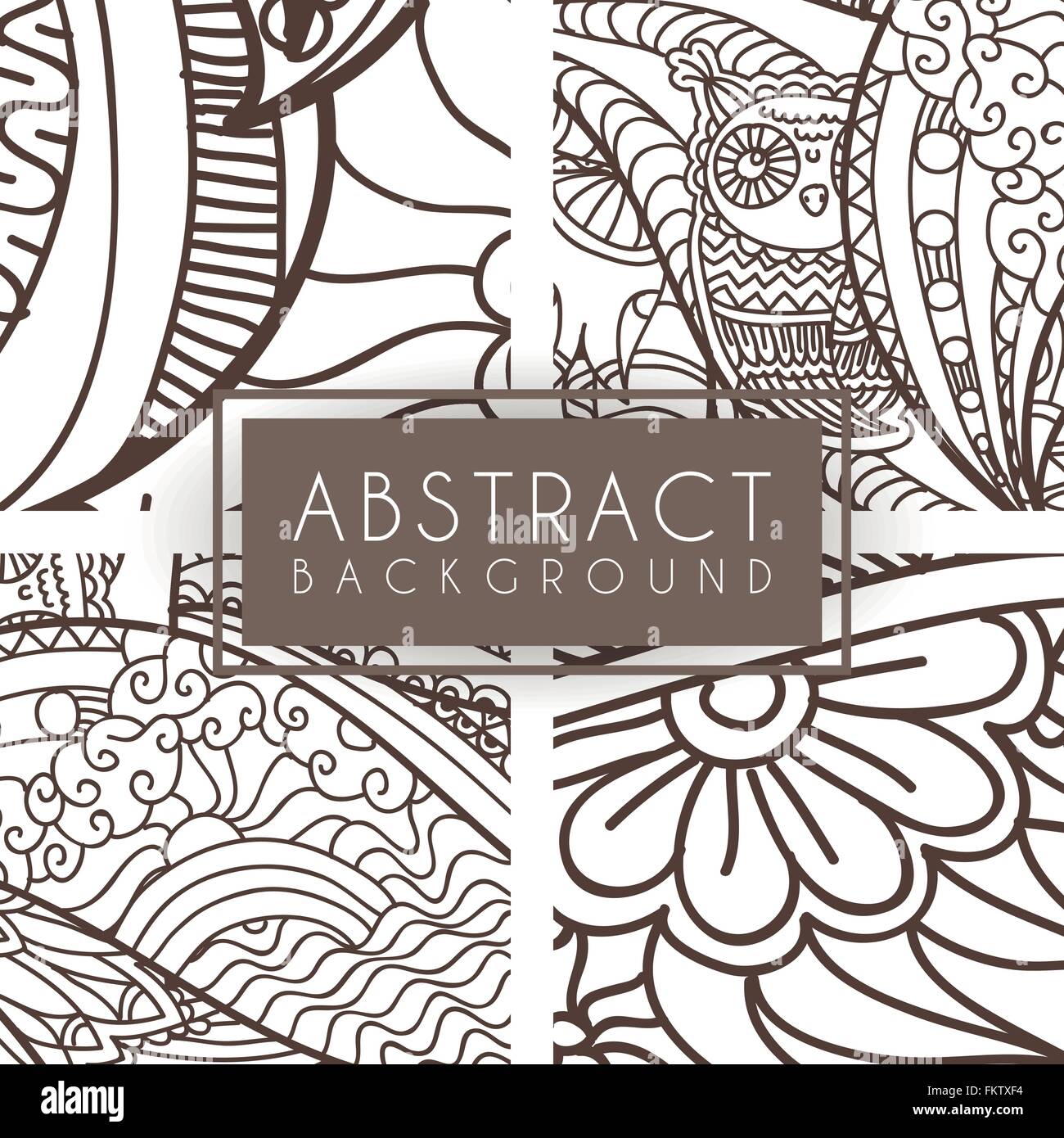 Set of four vector monochrome intricate patterns. Doodle. Zentangle ...