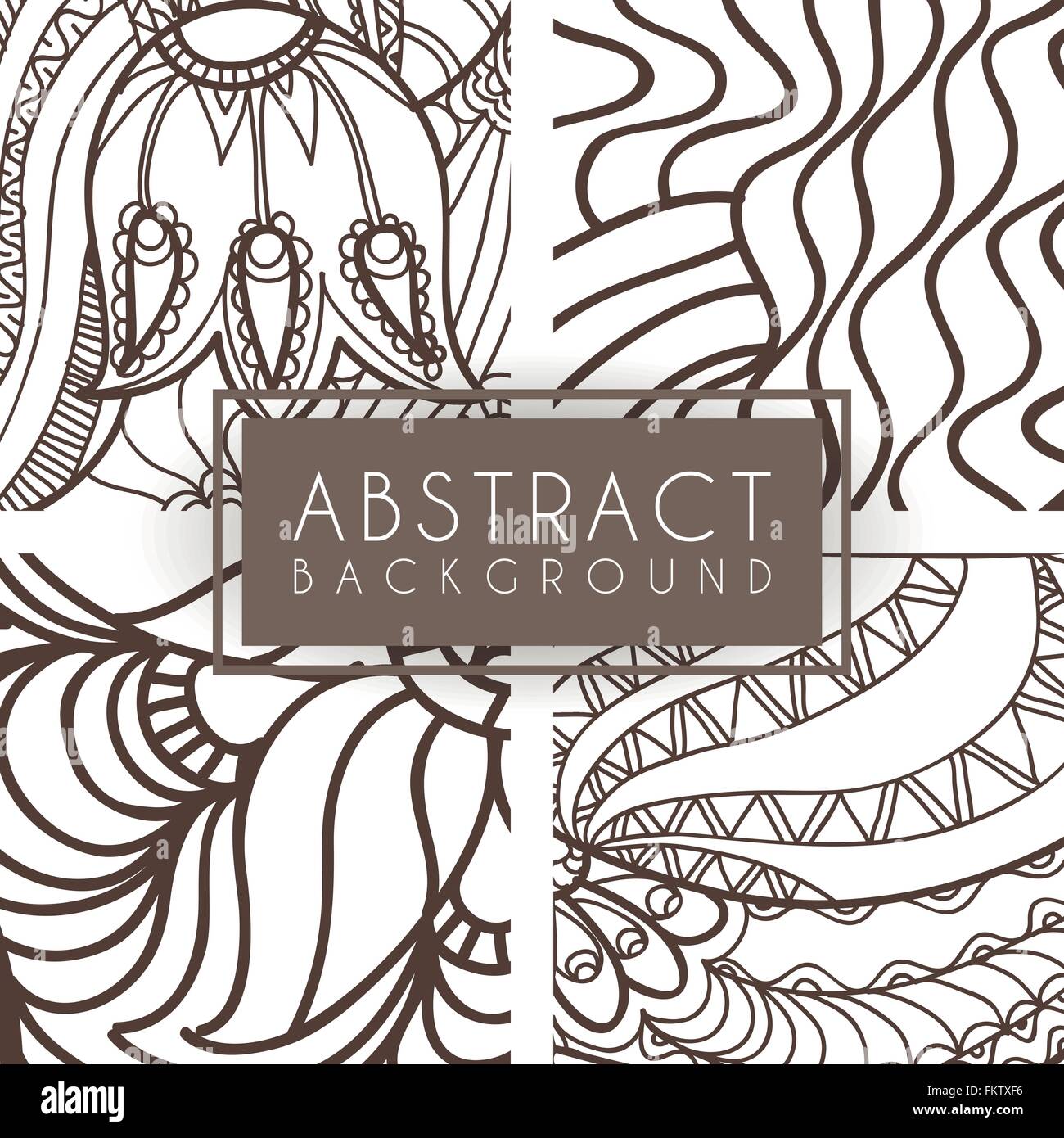 Set of four vector monochrome intricate patterns. Doodle. Zentangle ...