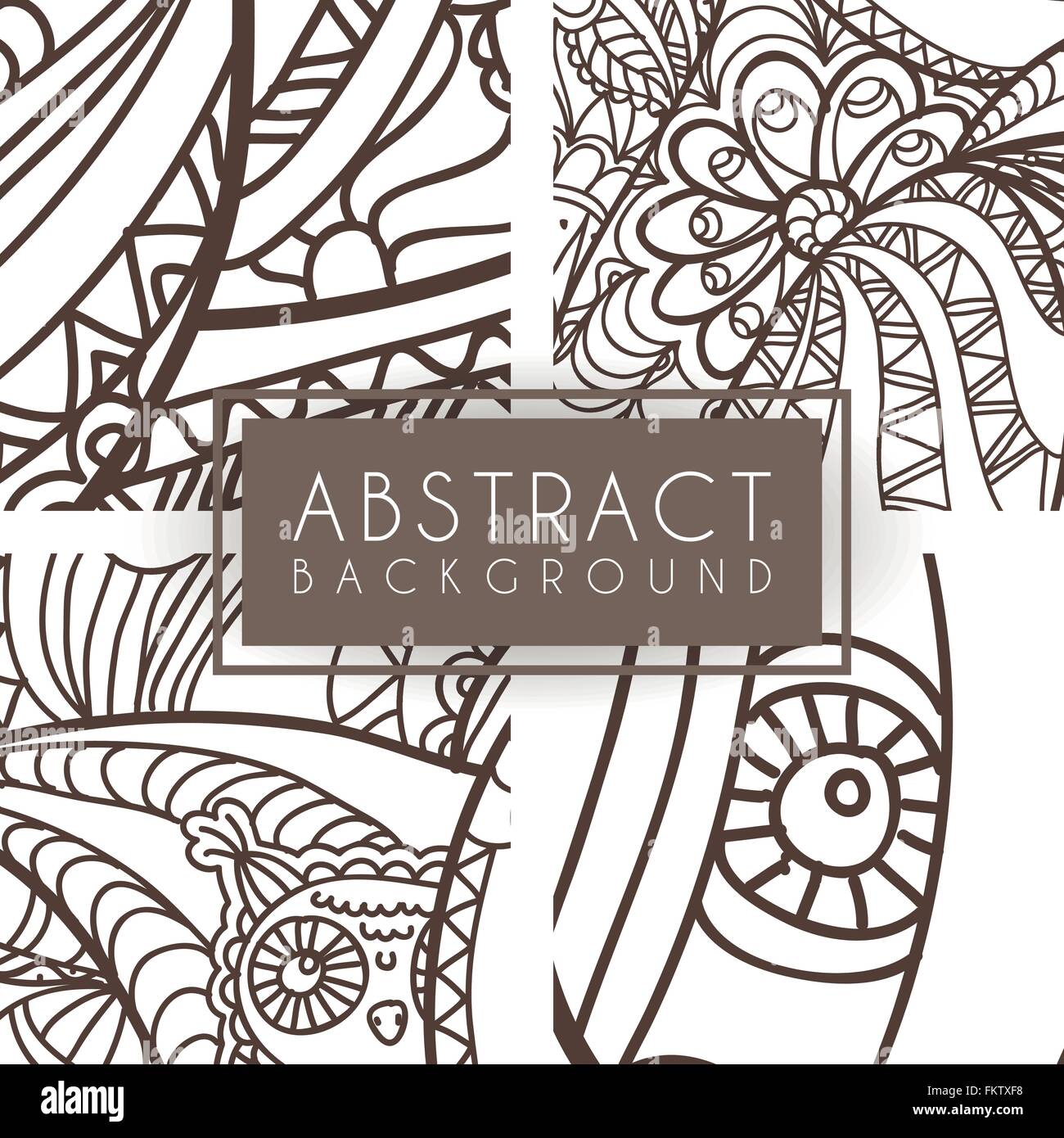Set of four vector monochrome intricate patterns. Doodle. Zentangle ...