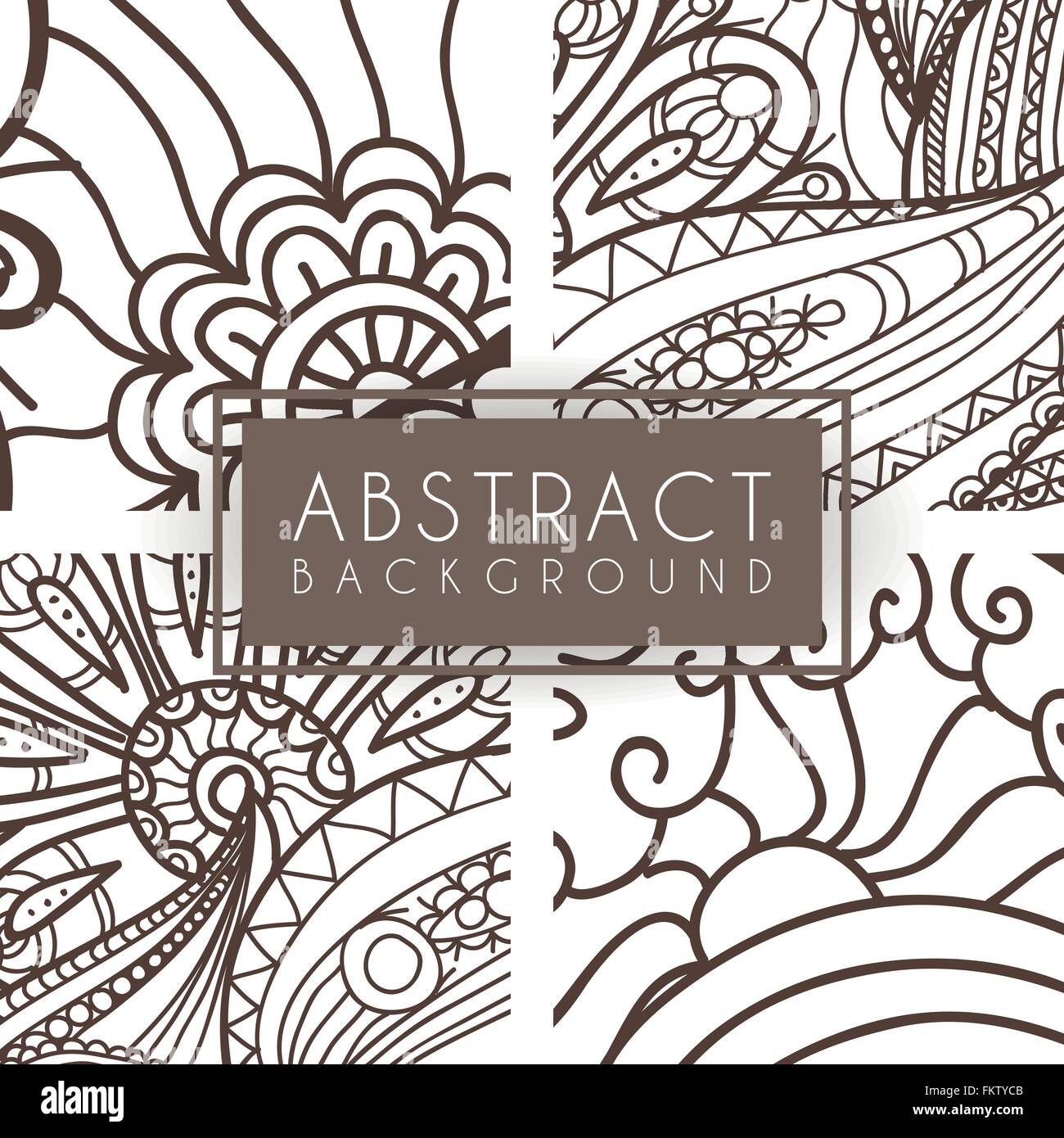 Set of four vector monochrome intricate patterns. Doodle. Zentangle ...