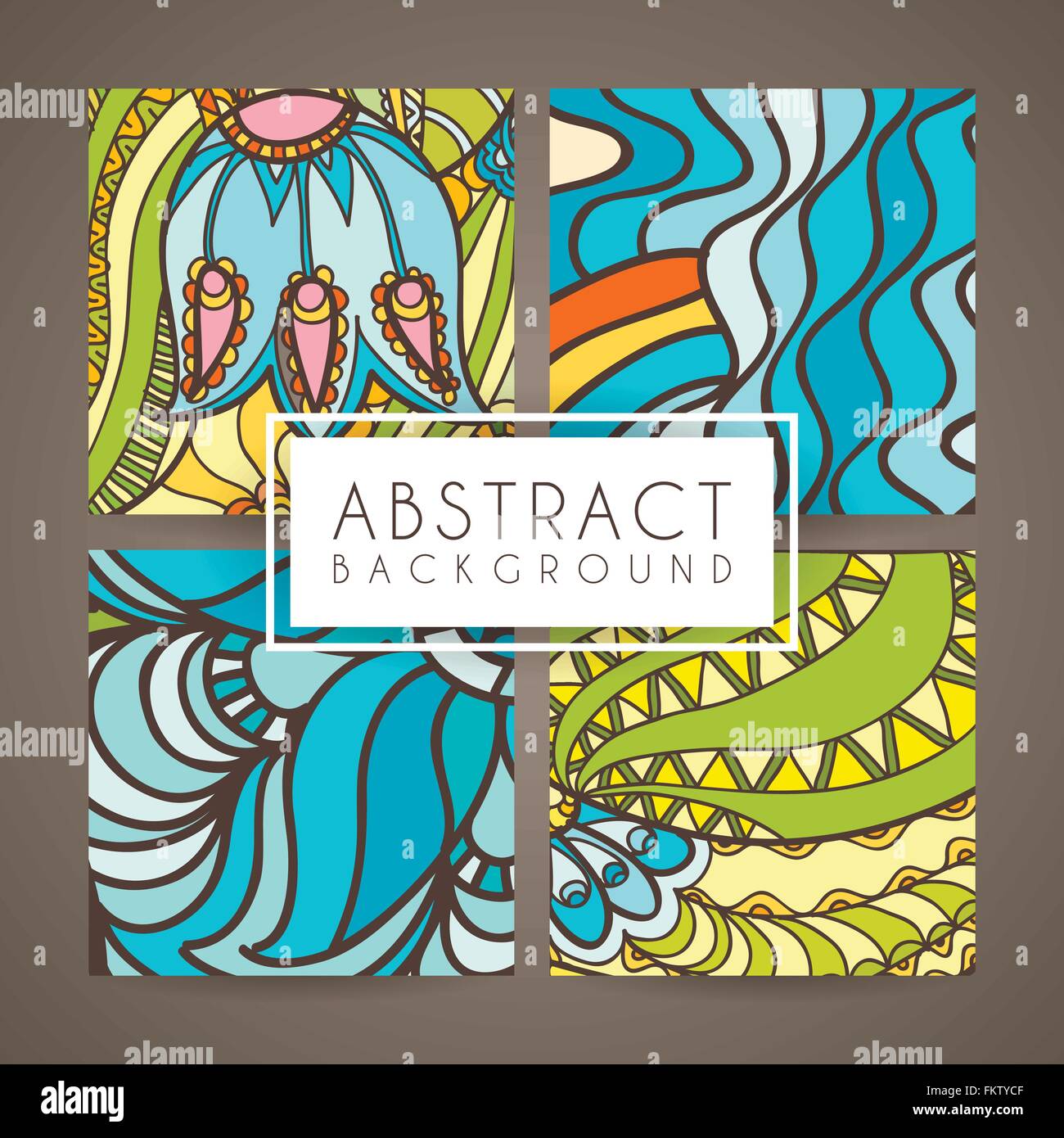 Set of four vector colorful intricate patterns. Doodle. Zentangle Stock ...