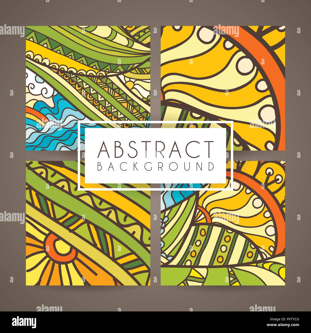 Set of four vector colorful intricate patterns. Doodle. Zentangle Stock ...