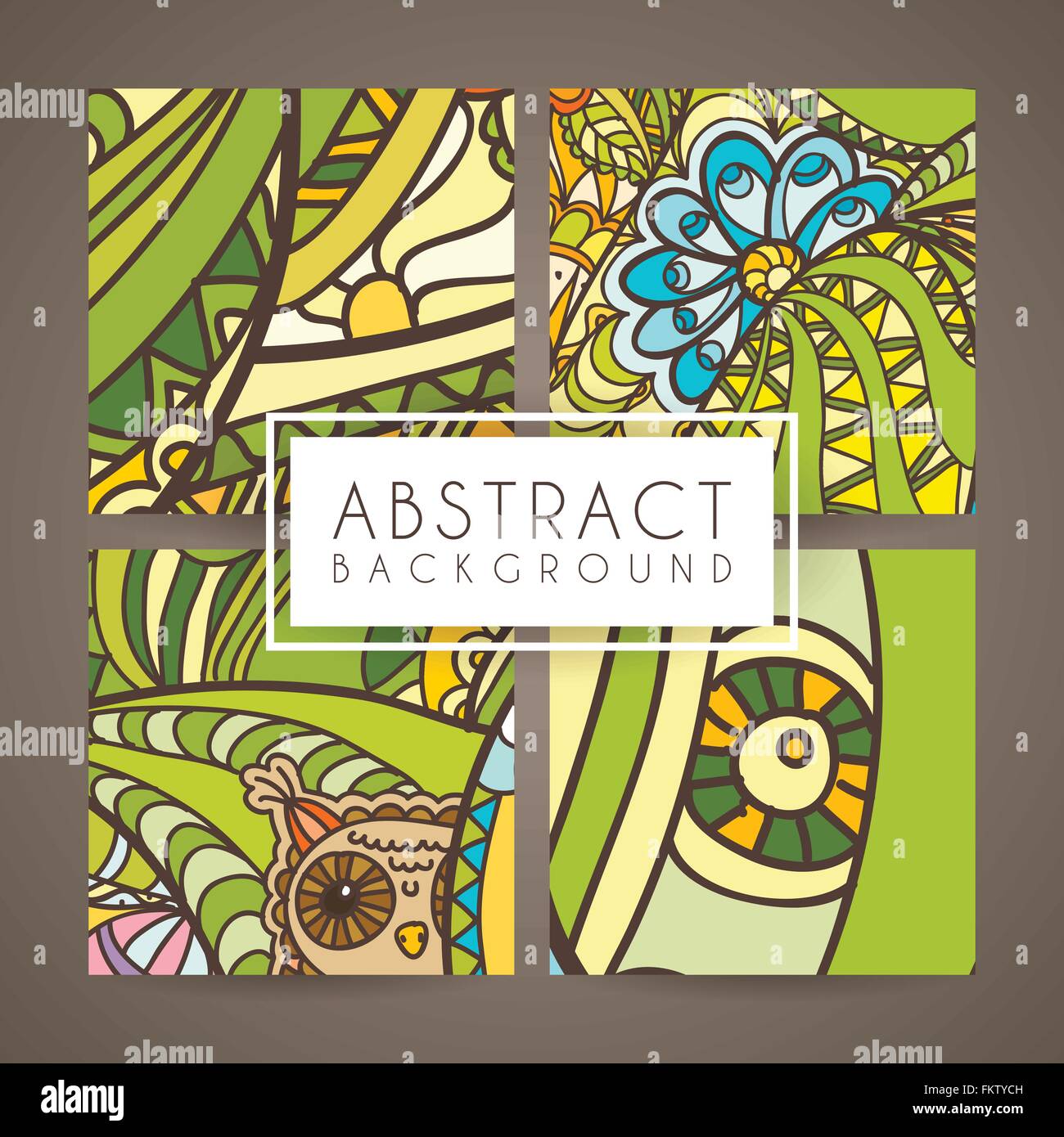 Set of four vector colorful intricate patterns. Doodle. Zentangle Stock ...