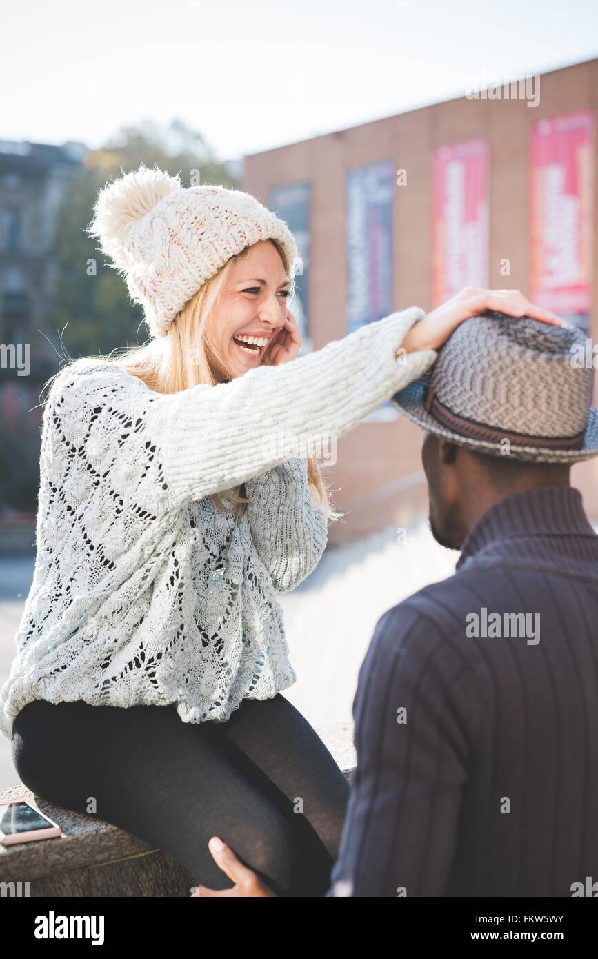 Mans hand on young hi-res stock photography and images - Alamy