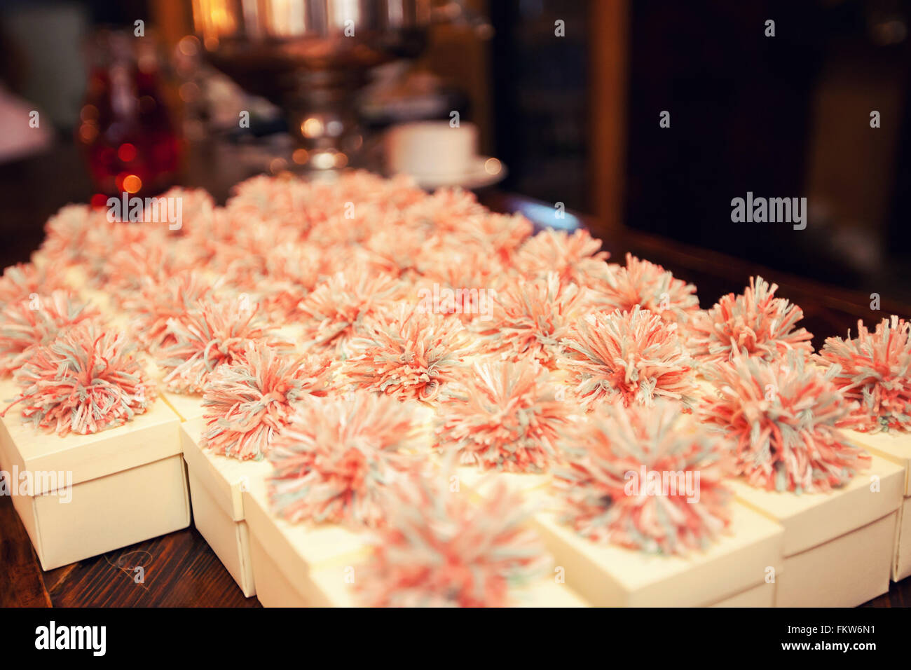 wedding gift of pink color for guest Stock Photo - Alamy