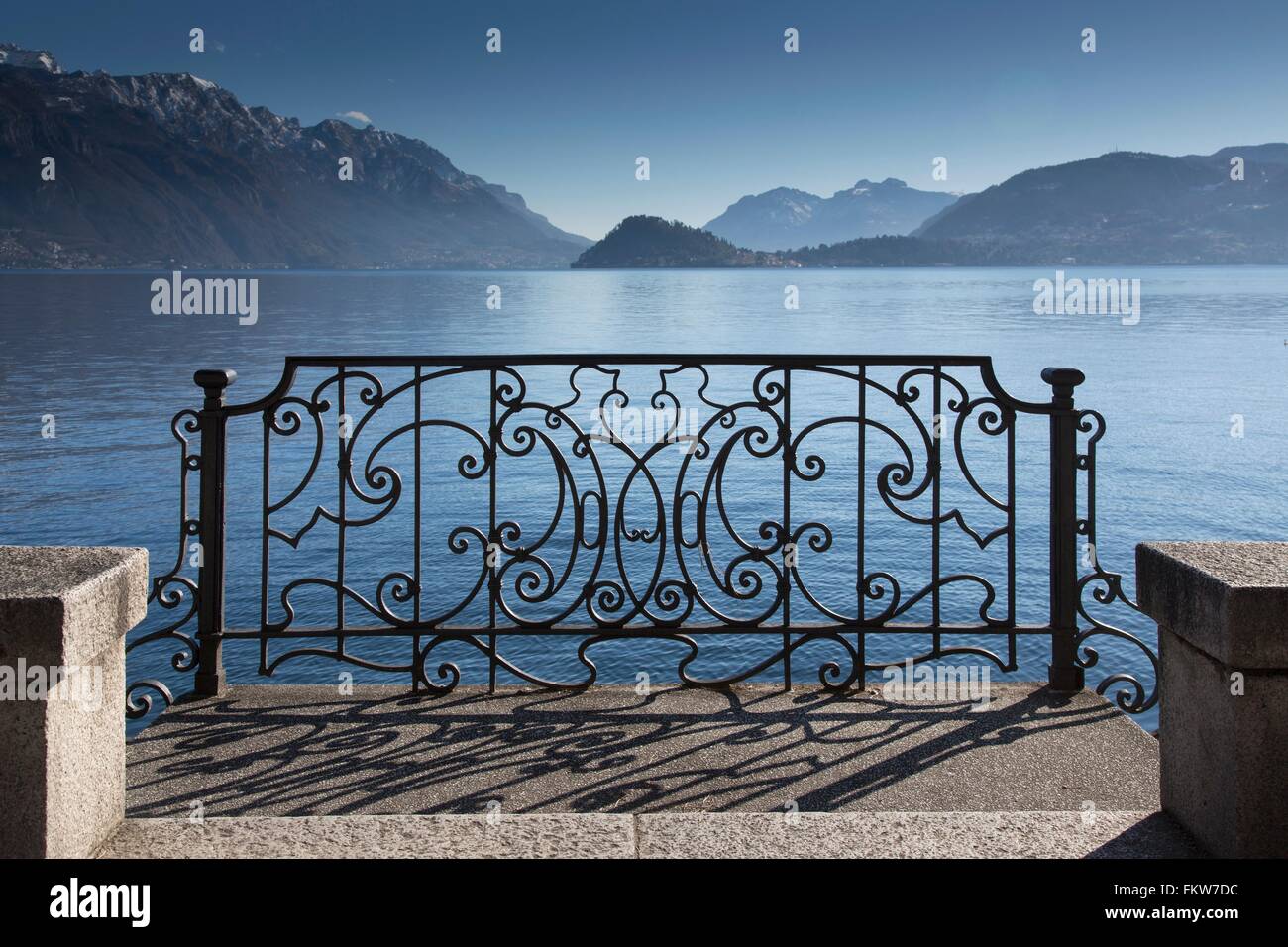 Ornate sunlit iron gate, Lake Como, Italy Stock Photo - Alamy