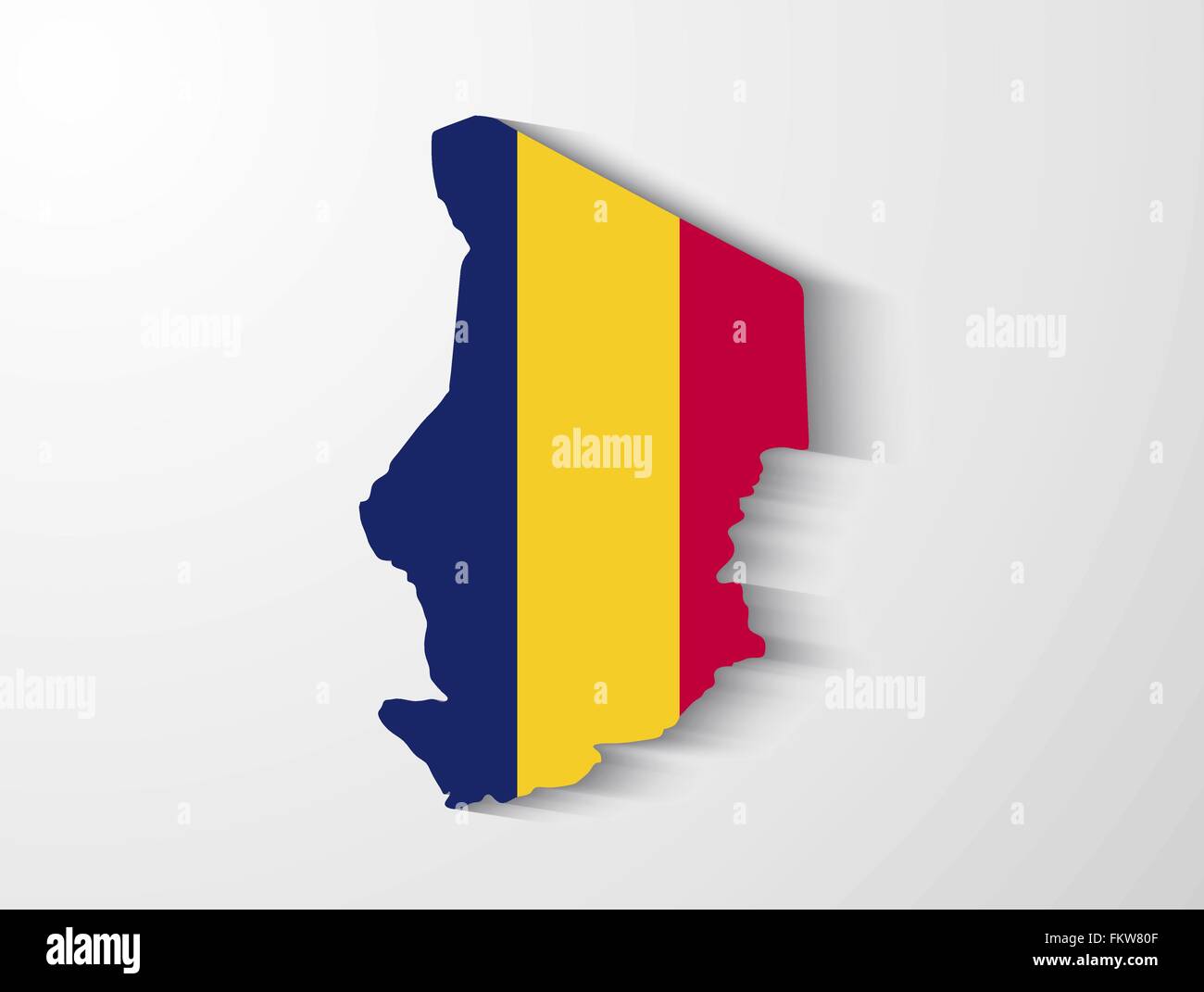 Chad country map with flag and shadow effect Stock Vector Image & Art ...