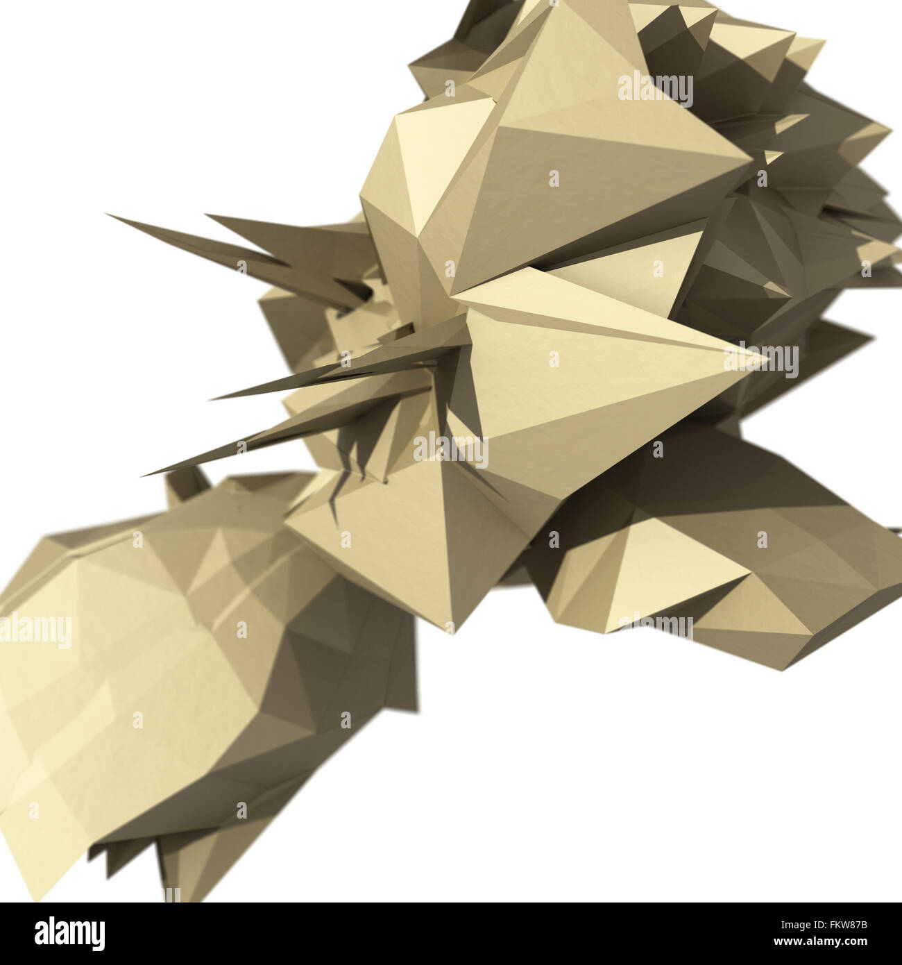 Raster abstract illustration with spiked chaotic object. 3d render ...