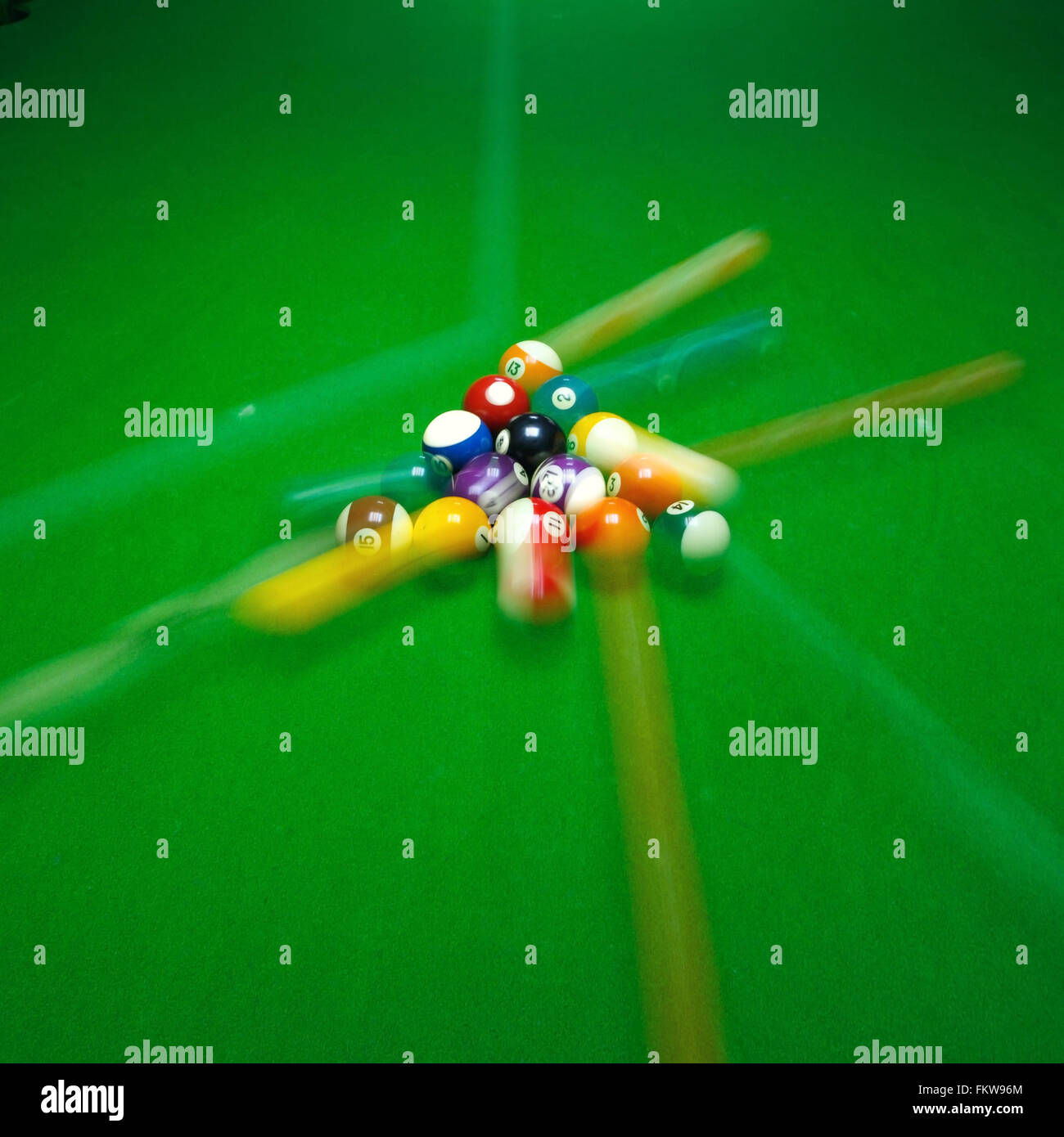 green billiard table with colorful Speedy balls Stock Photo - Alamy