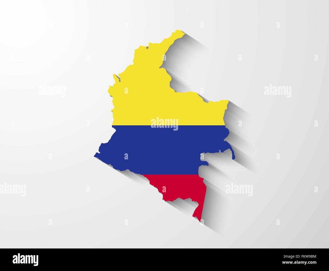 Colombia country map with flag and shadow effect Stock Vector Image ...