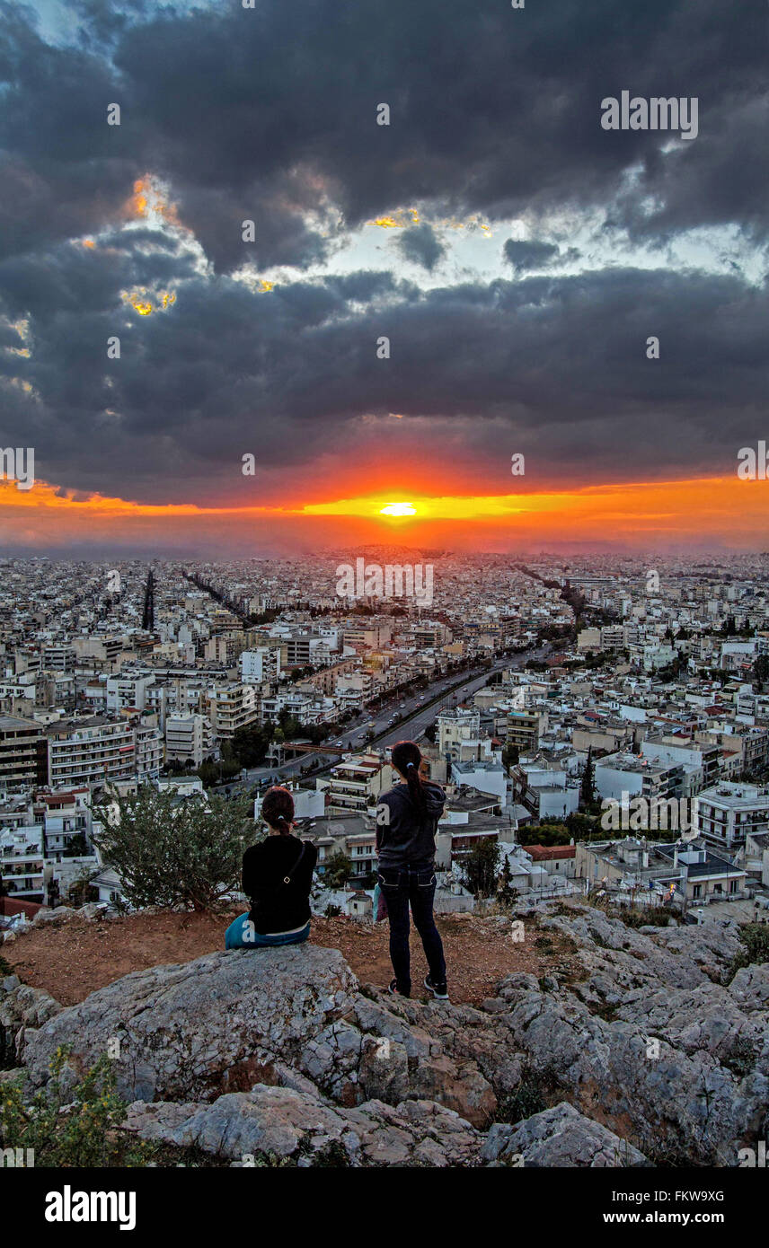Aerial view sunset above greece hi-res stock photography and images - Alamy